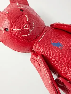 Polo Ralph Lauren Bear Textured-leather And Silver-tone Bag Charm