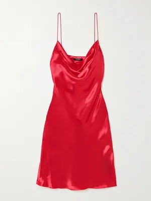 Balmain Draped Satin Mini Dress - Red