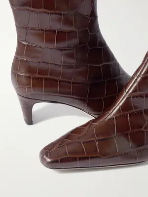 Staud Croc-effect Leather Ankle Boots