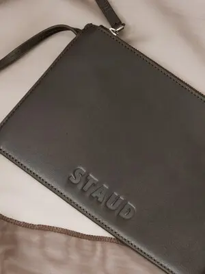 Staud Christos Leather-trimmed Mesh Tote - Brown