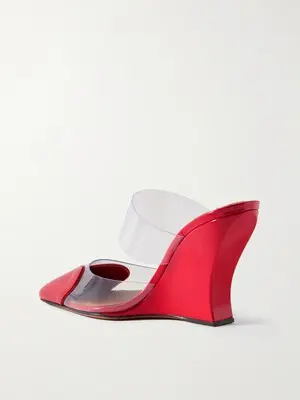 Alaïa Le Cœur Patent-leather And Pvc Wedge Mules - Red