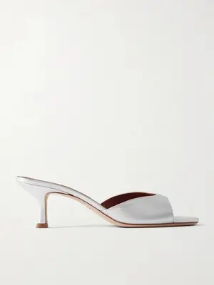 Staud Brigitte Metallic Leather Mules - Silver