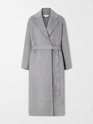 Stella McCartney Iconic Stella Belted Wool Coat - Gray