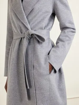 Stella McCartney Iconic Stella Belted Wool Coat - Gray