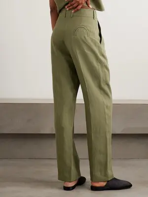 BLAZÉ MILANO Fox Pleated Linen Straight-leg Pants