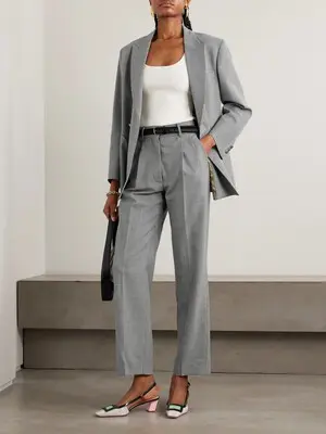 BLAZÉ MILANO Houndstooth Wool-twill Straight-leg Pants