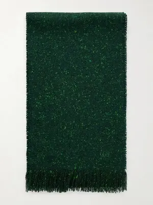 Gabriela Hearst Illumina Fringed Wool And Cashmere-blend Scarf - Green