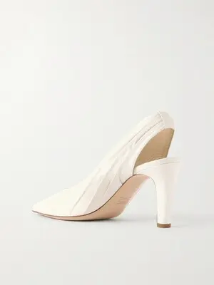 Gabriela Hearst Amari 90 Ruched Leather Slingback Pumps - Neutrals
