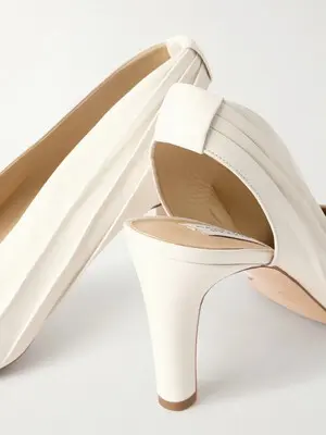 Gabriela Hearst Amari 90 Ruched Leather Slingback Pumps - Neutrals