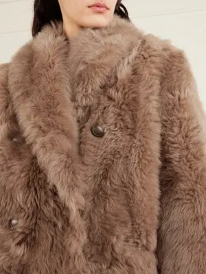 Brunello Cucinelli Oversized Shearling Double-breasted Coat