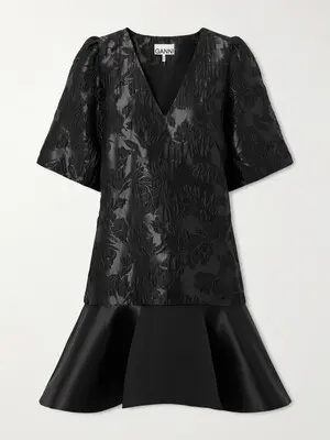 GANNI Cloqué And Satin Mini Dress