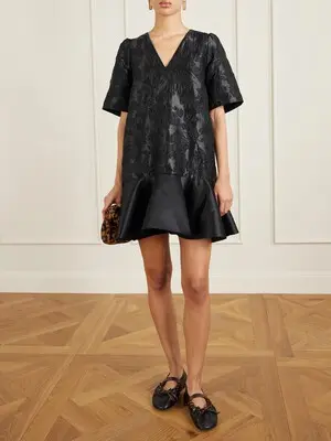 GANNI Cloqué And Satin Mini Dress