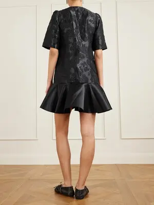 GANNI Cloqué And Satin Mini Dress