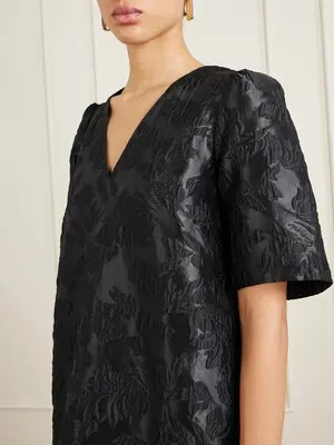 GANNI Cloqué And Satin Mini Dress