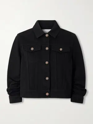 Gabriela Hearst Adira Cropped Ruched Denim Jacket