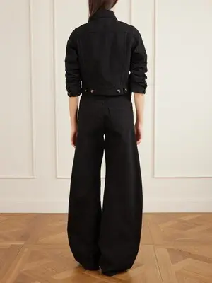 Gabriela Hearst Adira Cropped Ruched Denim Jacket