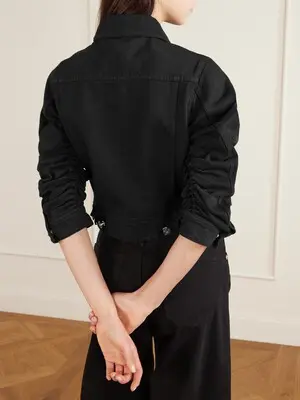 Gabriela Hearst Adira Cropped Ruched Denim Jacket