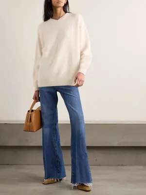 FRAME The Lax Distressed Mid-rise Flared Jeans - Blue