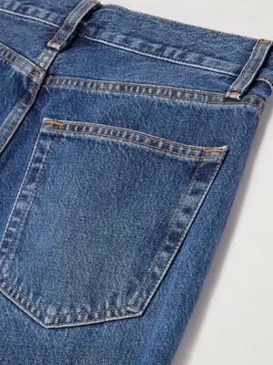 FRAME The Lax Distressed Mid-rise Flared Jeans - Blue