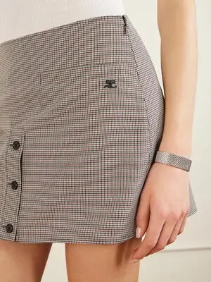 COURREGES Houndstooth Wool-blend Mini Skirt