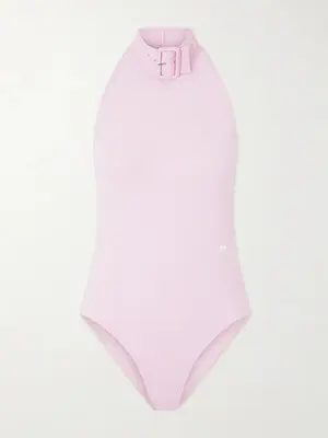 COURREGES Courrèges Buckled Jersey Mockneck Bodysuit - Pink