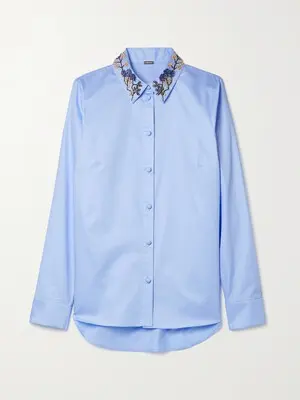 Adam Lippes Embellished Cotton-poplin Shirt