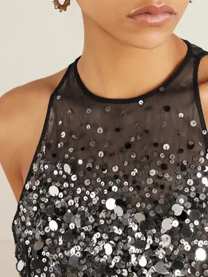Attico Sequined Mesh Mini Dress