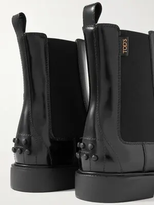 TOD'S Glossed-leather Chelsea Boots - Black