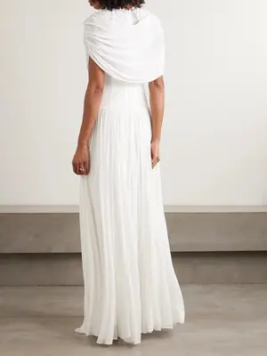 Simkhai Nancie Cape-effect Draped Pleated Jersey Maxi Dress - Neutrals