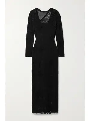 Lafayette 148 New York Crochet-knit Cotton Midi Dress - Black