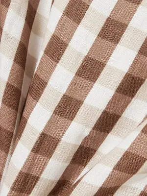 Faithfull The Brand Sofia Tie-detailed Gingham Linen Mini Dress - Brown