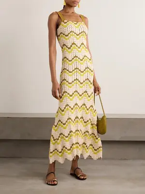 Escvdo Marea Scalloped Crocheted Maxi Dress - Neutrals