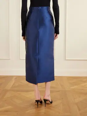 Erdem Sequined Embroidered Satin Midi Skirt