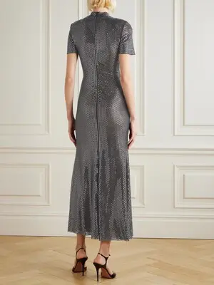SELF-PORTRAIT Crystal-embellished Mesh Midi Dress