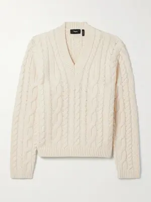 Theory Cable-knit Wool And Cashmere-blend Sweater