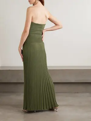 Christopher Esber Sunray Strapless Ribbed-knit Dress - Green
