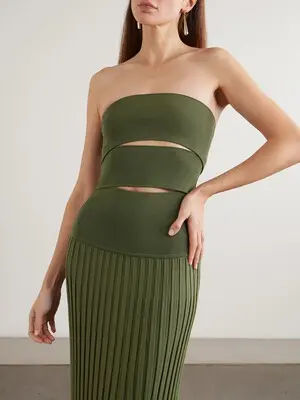 Christopher Esber Sunray Strapless Ribbed-knit Dress - Green