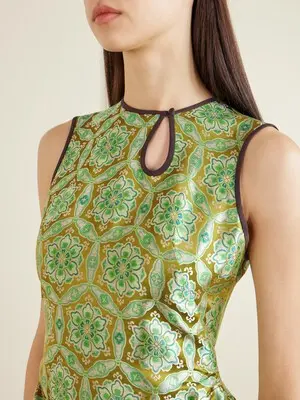 Christopher Esber Palmira Ruched Cutout Floral Brocade Mini Dress - Green