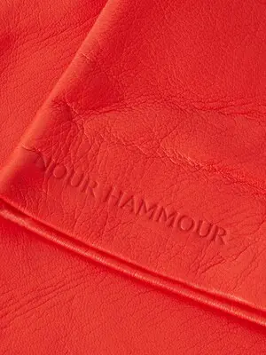 Nour Hammour Leather Elbow-length Gloves - Red