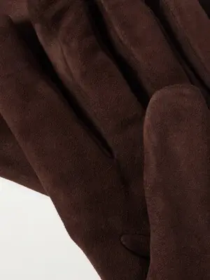 Nour Hammour Elbow-length Suede Gloves - Brown