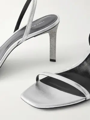Tory Burch Crystal-embellished Metallic Leather Sandals