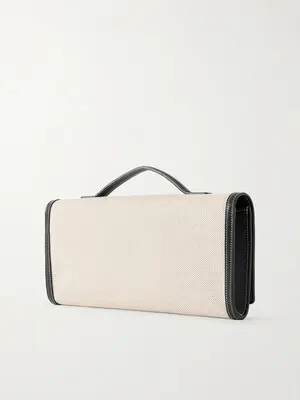 ROGER VIVIER Belle Vivier Buckled Canvas Clutch - Neutrals