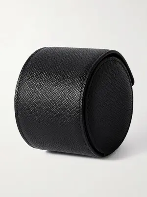 Smythson Panama Textured-leather Watch Roll - Black