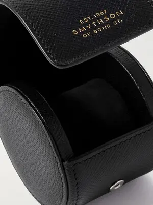 Smythson Panama Textured-leather Watch Roll - Black