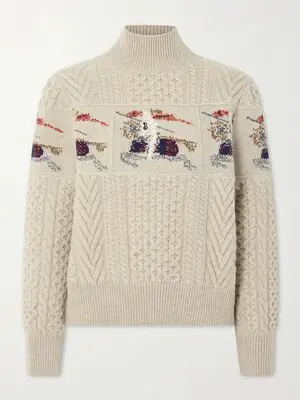 Burberry Cable-knit Jacquard Wool And Cashmere-blend Turtleneck Sweater