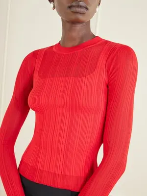 Sportmax Ribbed Knit Top - Red