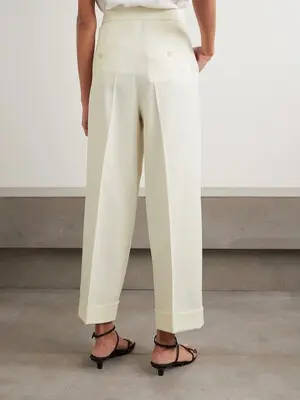Max Mara Pleated Wool-blend Wide-leg Pants - Neutrals