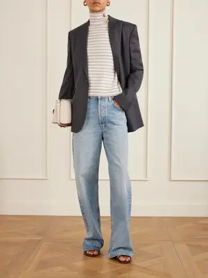 Max Mara Striped Cashmere Turtleneck Sweater - Neutrals