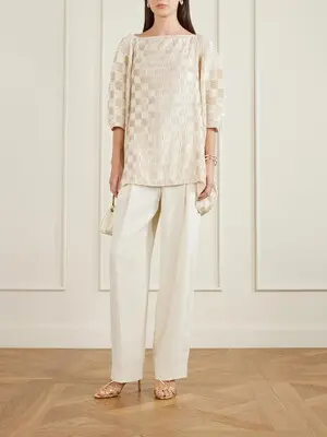 DIMA AYAD Plissé-satin Blouse
