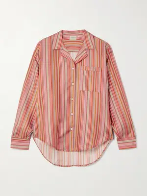 Comme Si Striped Silk-twill Shirt - Red